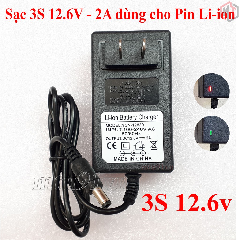 Sạc 3S 12.6V - 2A dùng cho Pin Li-ion (Lithium-ion) , Có Đèn Báo Đầy ...