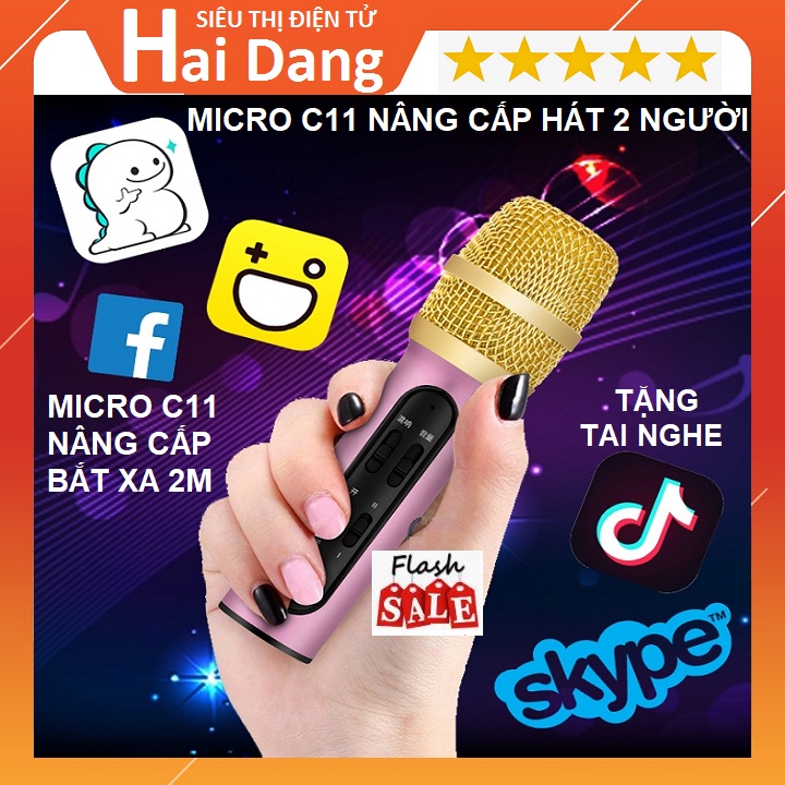 Micro C11 Bản Nâng Cấp Hát 2 Người, Mic Thu Âm Bắt Xa 2m - Hát Live ...