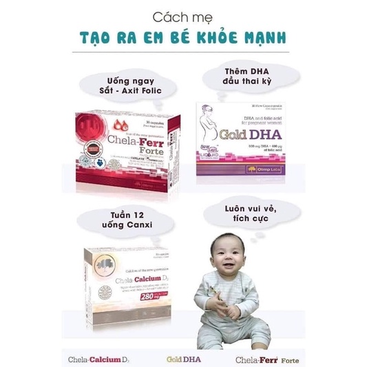 [Chính Hãng COMBO 3 hộp Sắt Chela-Ferr Forte + Gold DHA + Canxi Chela ...