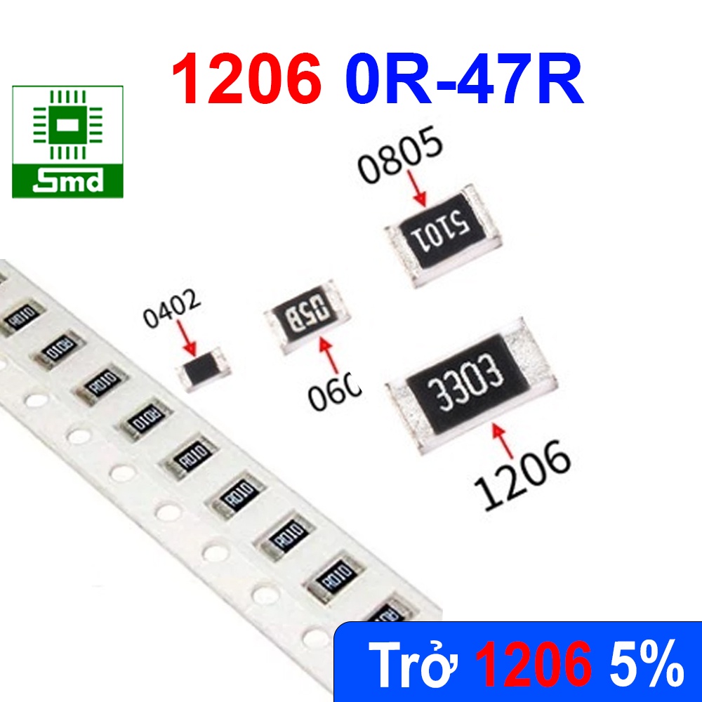Điện Trở Dán SMD 1206 5% 50 Con/DâyGiá Trị Trong Khoảng 0R - 47R Ohm ...