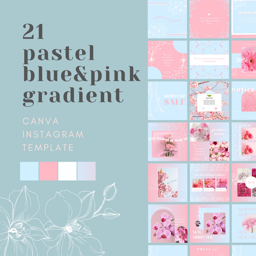 PASTEL BLUE AND PINK GRADIENT INSTAGRAM TEMPLATE (ver 2) Canva template ...