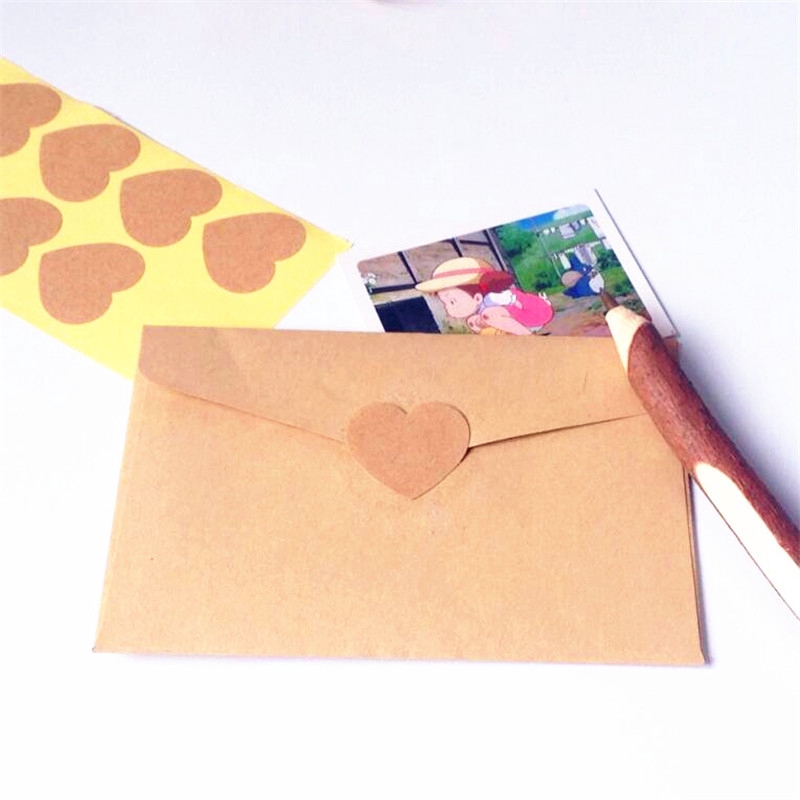 100 Cái / gói Vintage Lãng Mạn Thiết Kế Trái Tim Giấy Kraft Cói Miếng ...