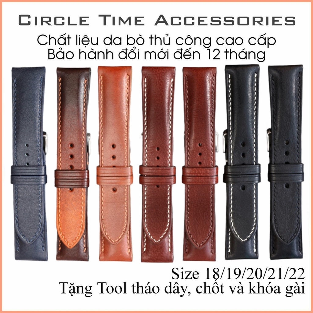 Dây đồng hồ da bò Veg thủ công cao cấp size 18/19/20/21/22 - HM01A ...
