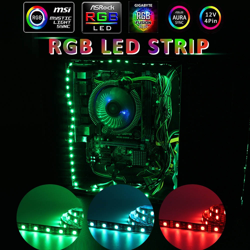 Đèn LED RGB Dải 12V 4Pin IP30 ARGB Header Aura Sync Bo Mạch Chủ Điều ...