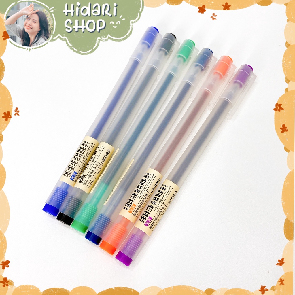 Bút Gel 0.5mm nhiều màu Deli Bản Dupe Muji Có Nắp Đậy A119 - Hidari | Shopee Việt Nam