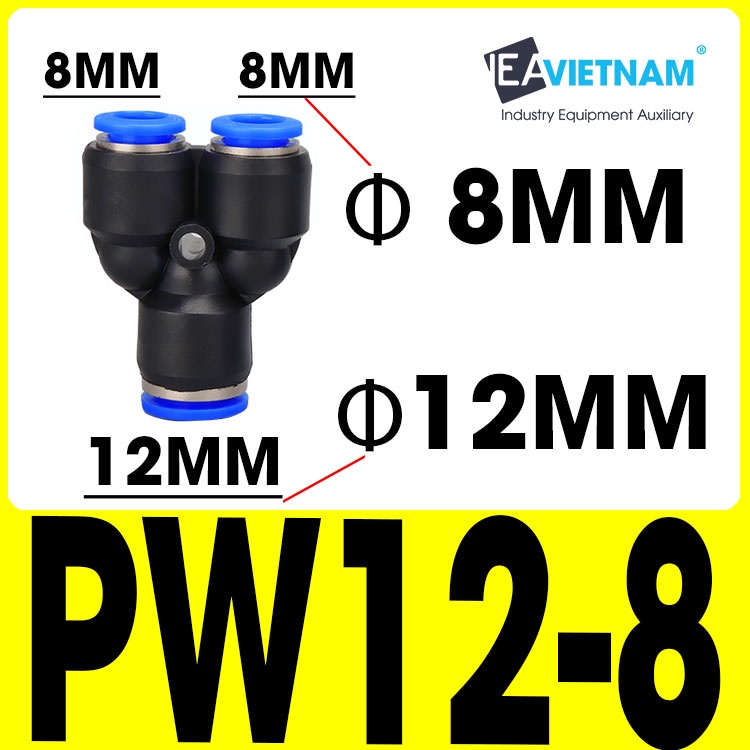 Đầu nối nhanh PW chia 3 Y chuyển đổi PW8-4 PW8-6 PW6-4 PW10-6 PW10-8 PW12-8 PW12-10 PW16-12 ...