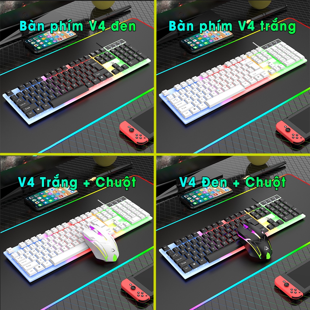 Bàn phím máy tính có dây gaming SIDOTECH V4 giả cơ chống nước led rgb ...