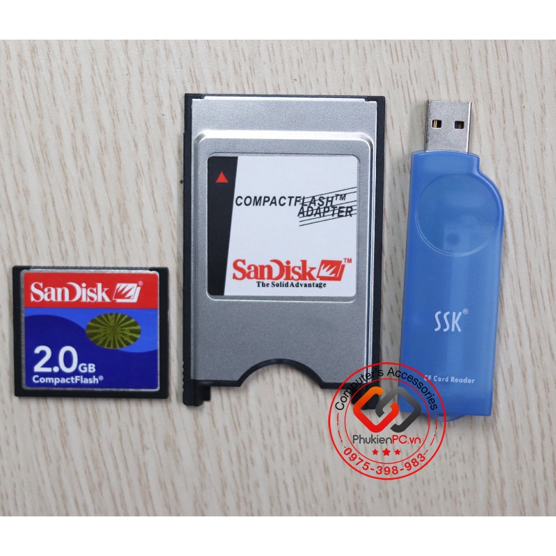 Combo thẻ nhớ CF Card SANDISK 2GB áo thẻ PCMCIA 68Pin ATA IDE Đầu đọc ...