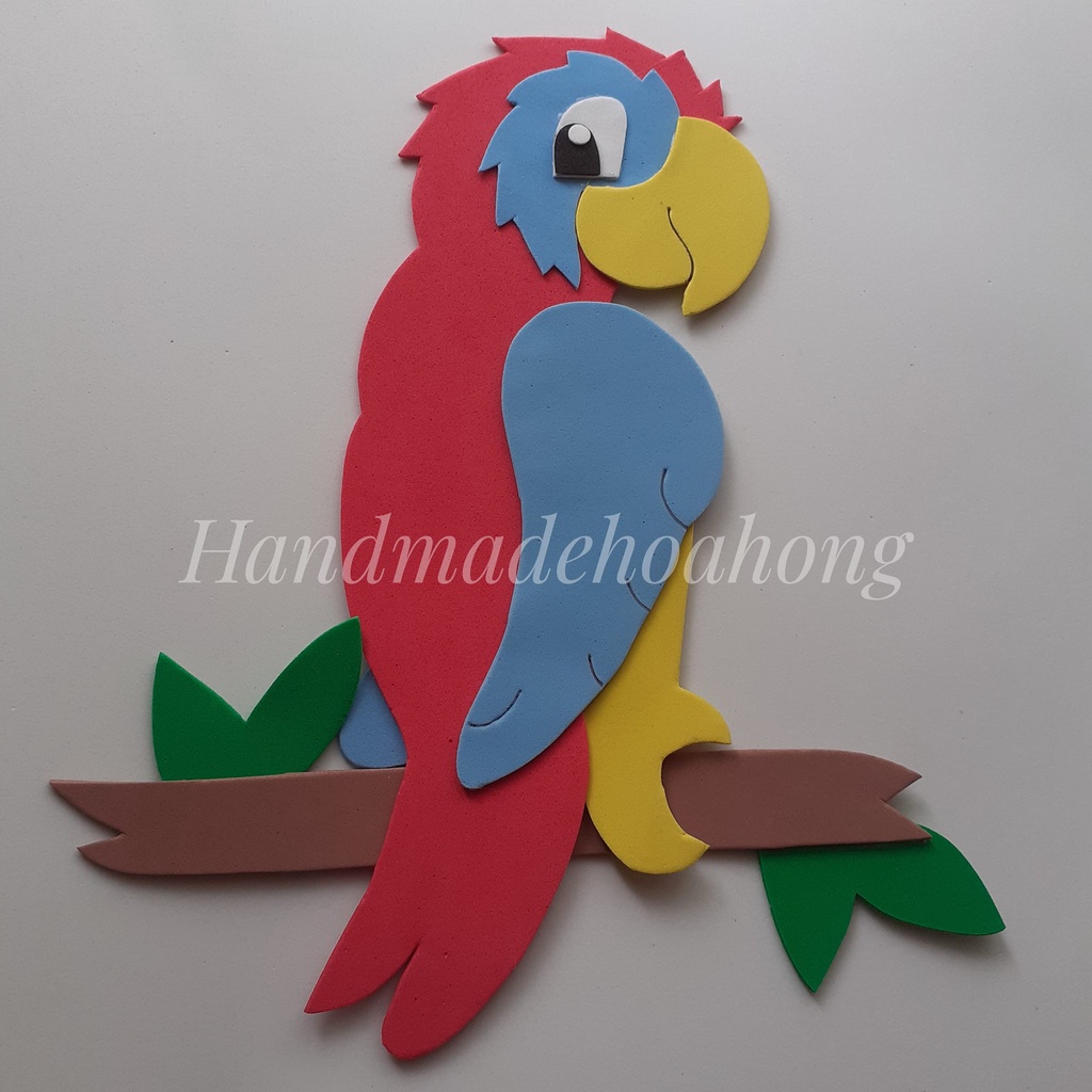 1 HÌNH CON CHIM VẸT / KÉT + 1 NHÁNH CÂY bằng giấy xốp 24x19cm - Hình ...