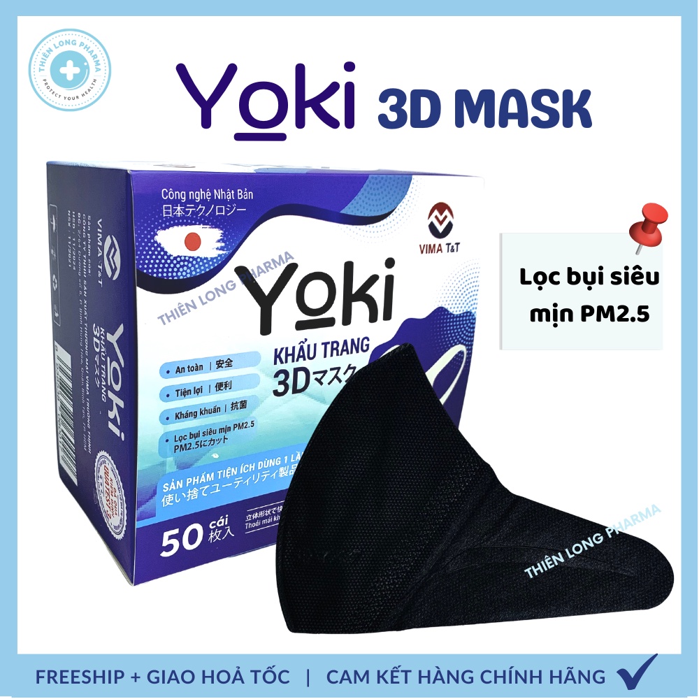 Khẩu trang 3D Yoki Mask [ Hộp 50 cái] kháng khuẩn công nghệ nhật bản hàng chính hãng công ty ...