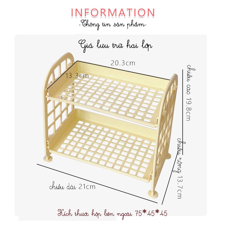 Kệ Nhựa Mini 2 Tầng Mini Đựng Đồ Đa Năng Siêu Xinh Trang Trí Bàn Học ...