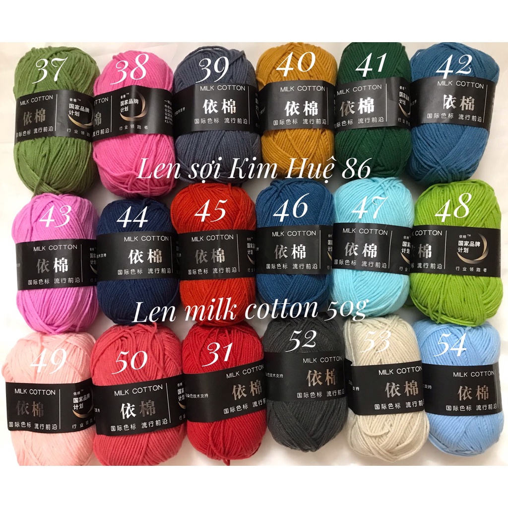 Len milk cotton 50g ( từ màu 01 đến màu 86 ) | Shopee Việt Nam