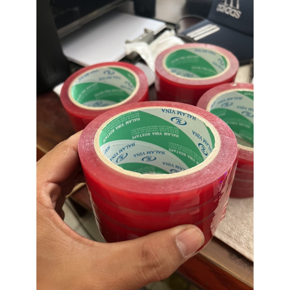 băng keo opp hàn quốc 7cm nền trong chữ đỏ | Shopee Việt Nam