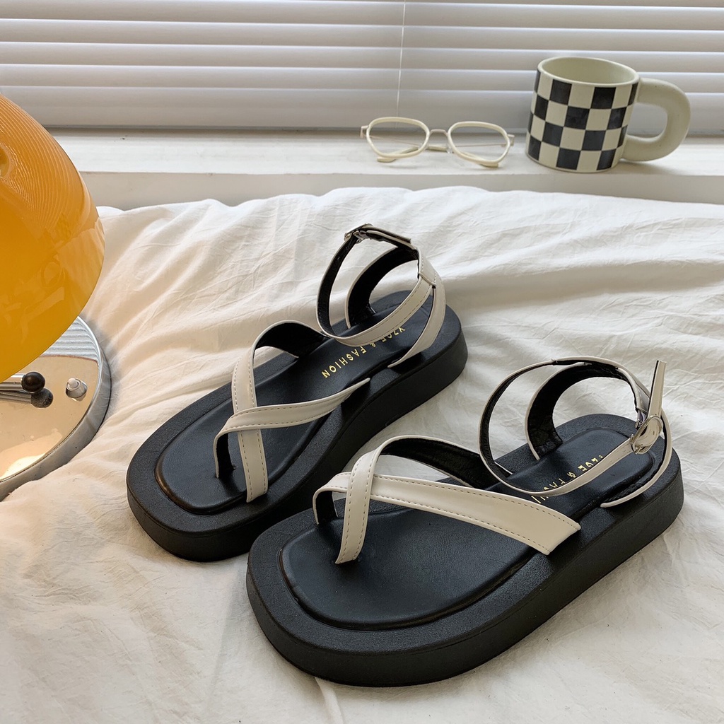Dép Sandal nữ xỏ ngón quai chéo AICHIRO đế bệt, dép quai hậu học sinh ...