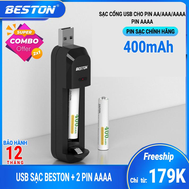 Bộ Sạc đầu USB BEston dành cho pin AA/AAA/AAAA + 02 pin AAAA 1.2V dung ...
