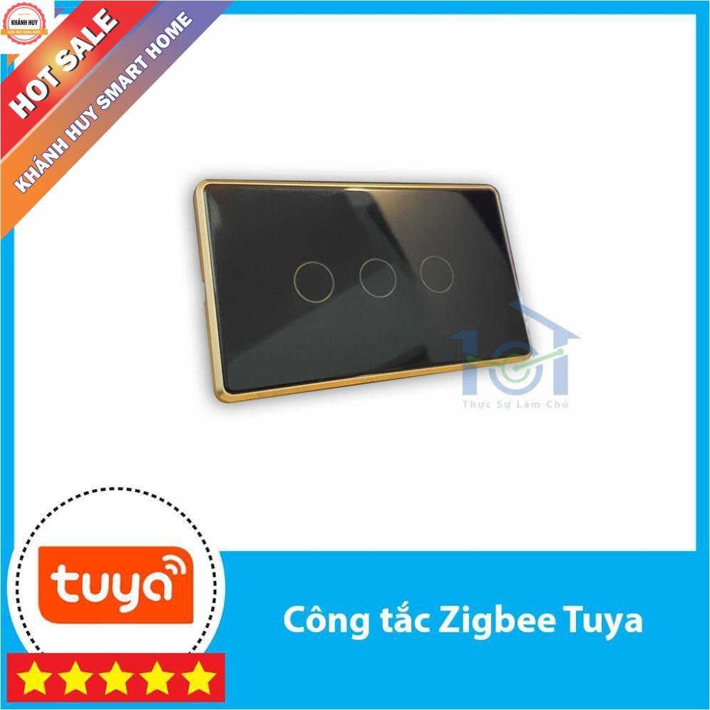 Công tắc zigbee viền nhôm, mặt kính cao cấp hệ Tuya - Smart Life, 1-4 ...