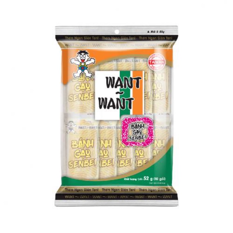 Gói 10 chiếc bánh gạo Want Want Senbei thơm ngon giòn tan có tặng kèm ...