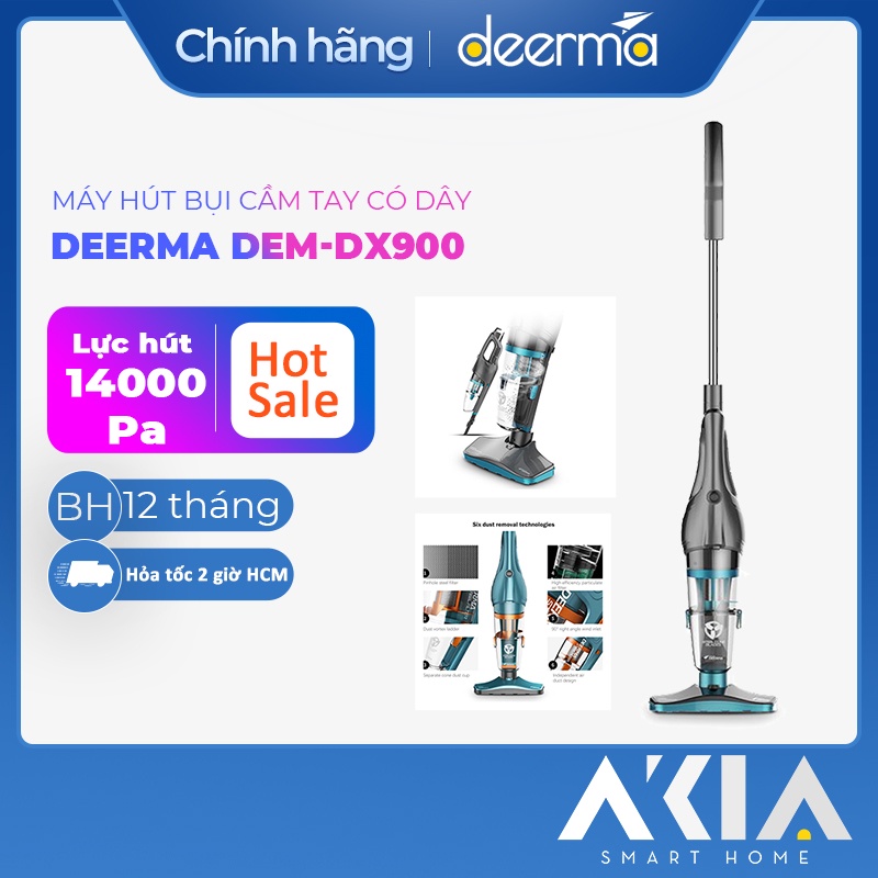Máy hút bụi DEERMA DX900, lực hút mạnh 14000 Pa, lõi lọc HEPA lọc bụi mịn, 3 đầu hút đi kèm ...