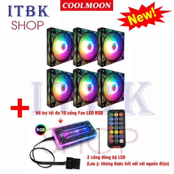 Bộ 6 Quạt Tản Nhiệt, Fan Coolmoon Billow Xplus / X Plus Led RGB - Kèm ...
