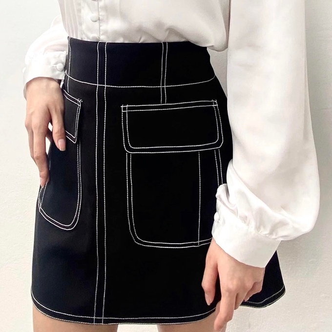 Chân váy chữ A nữ MELISA Grace cạp cao có túi màu Đen | Shopee Việt Nam