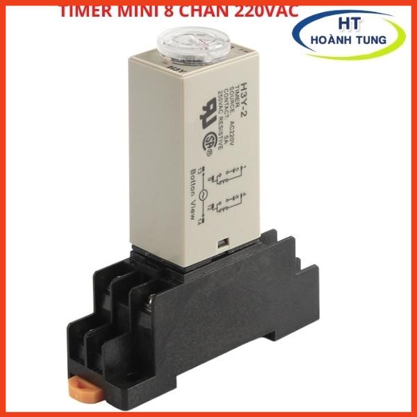 Timer hẹn giờ H3Y-2 relay mini thời gian, công tăc hẹn giờ 8 chân điện áp 220VAC kèm đế PYF08A ...