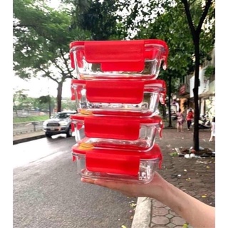 hộp thuỷ tinh chữ nhật nắp đỏ 640ml | Shopee Việt Nam