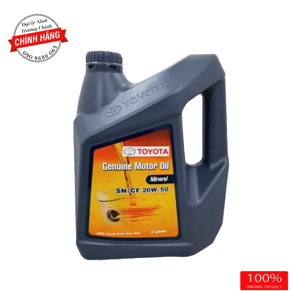 Nhớt Toyota Gunuine motor oil 20W50 Thùng 4L dùng cho động cơ xăng và dầu | Shopee Việt Nam