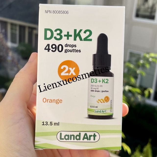Vitamin D3 K2 Land Art 490 giọt- made in Canada; HSD 2025 | Shopee Việt Nam