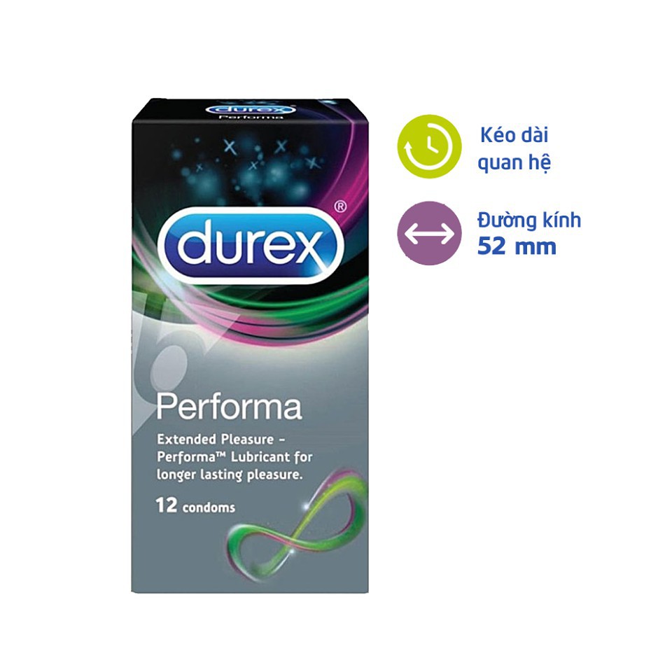 Bao cao su Durex Performa 52mm (hộp 12 cái) | Shopee Việt Nam