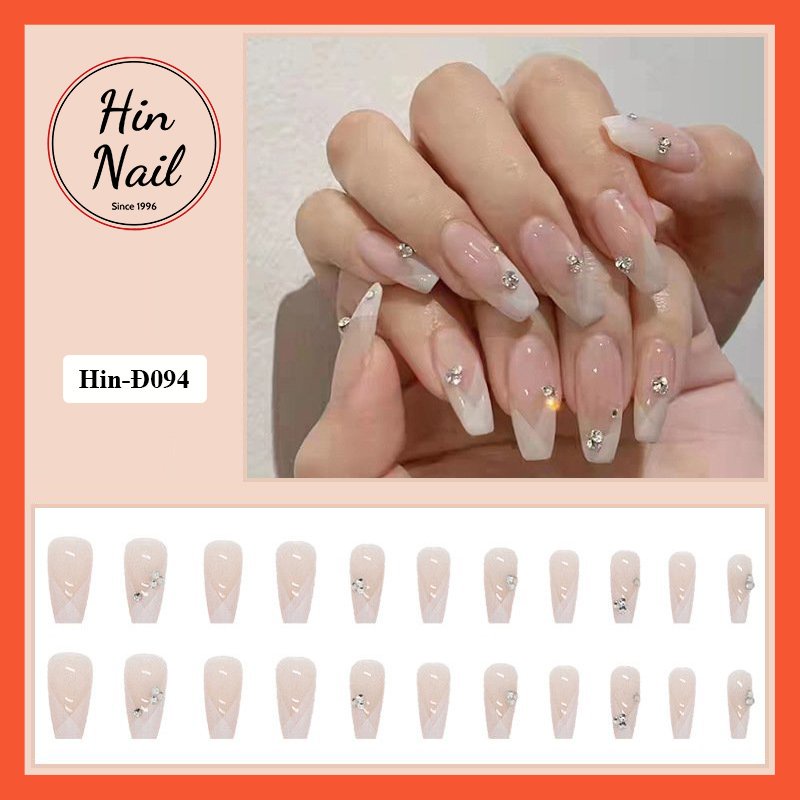 Móng tay giả đính đá dạng thanh Hin nail form viền trắng | Shopee Việt Nam