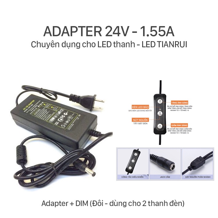 Nguồn 24V và DIM điều chỉnh ánh sáng cho đèn led chụp ảnh (Chính hãng ...