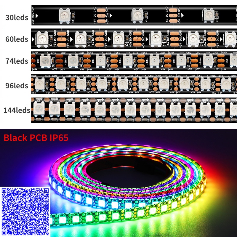 ĐÈN LED FULL MÀU NEOPIXEL ARGB WS2812B 60LED/MÉT CUỘN 5 MÉT ĐIỆN ÁP 5V ...