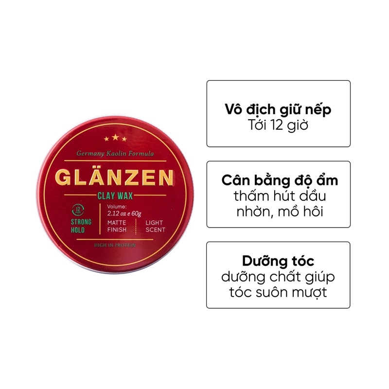 Sáp Vuốt Tóc Glanzen Clay Wax Chính Hãng 30Shine 100g | Shopee Việt Nam