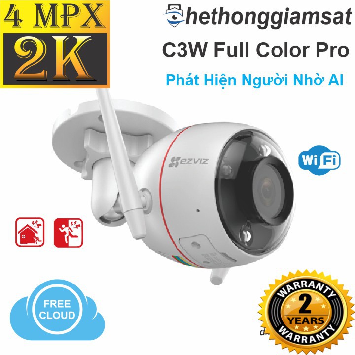 Camera Wifi Ezviz C3W Pro 4Mpx - 2K Có Màu Bang Đêm, AI, Đàm Thoại - Chính Hãng, Bảo Hành 24th ...