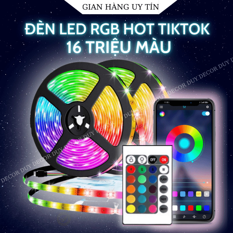 Dây đèn led RGB 16 triệu màu, LED RGB 5050 điều khiển thông minh, led ...