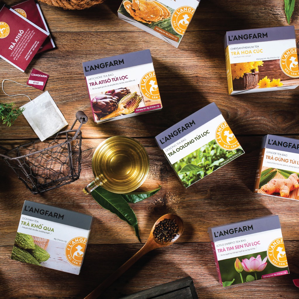 Trà Túi Lọc LangFarm Đủ Vị Khổ Qua/Trinh Nữ/Linh chi/Olong/Atiso/Trái Nhàu/Hà Thủ Ô/Trà Gừng Hộp ...