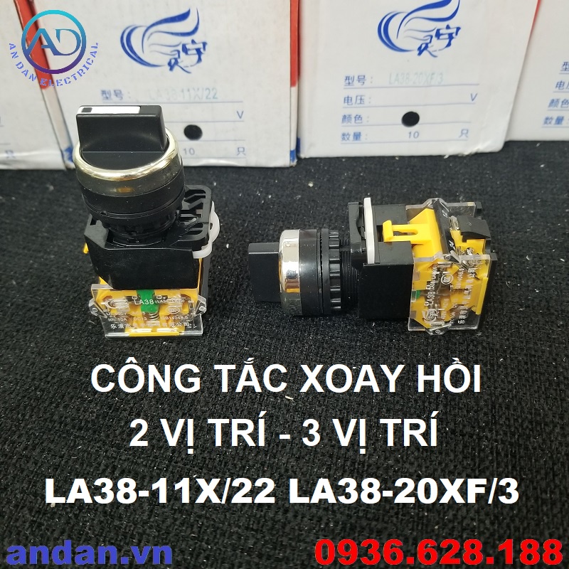 Công Tắc Xoay Nhả 2 Vị Trí – 3 Vị Trí phi 22mm LA38 (Tay Ngắn), LA38-11X/22 LA38-20XF/3, Công ...