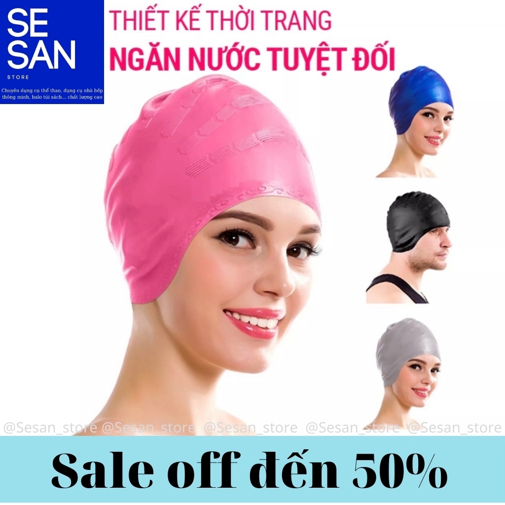 Nón bơi, Mũ bơi TRÙM TAI, chất liệu silicone đàn hồi LOẠI CAO CẤP, thiết kế thời trang SS010 ...