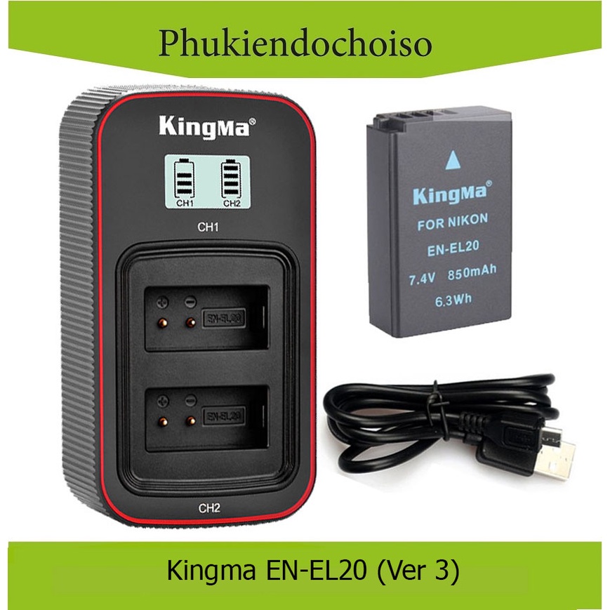 Pin sạc Kingma Ver 3 cho Nikon EN-EL20 (Sạc nhanh - Cổng Type C ...