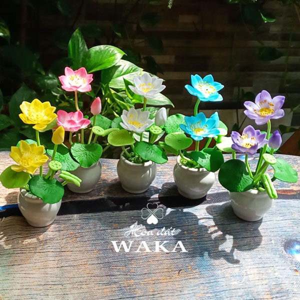 Hoa Đất Sét Mini- Hoa Sen Mini 12cm | Shopee Việt Nam