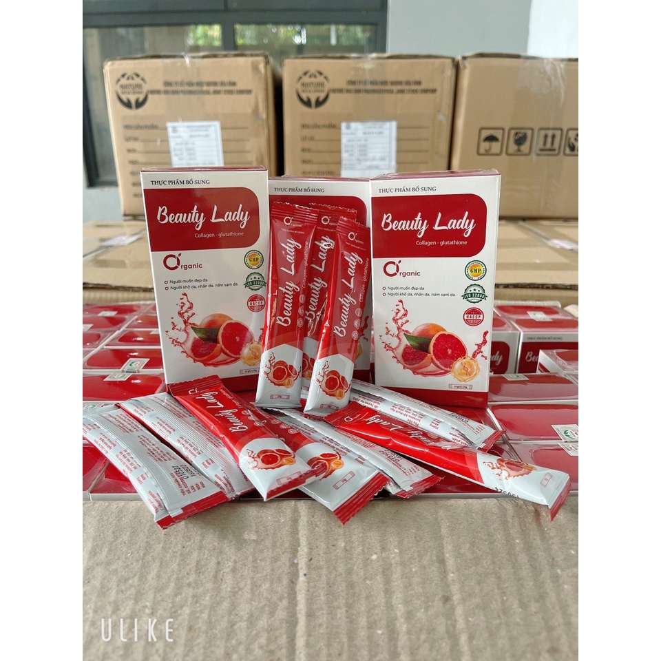 Thạch bưởi đỏ Beauty Lady - Collagen, Glutathione ( hộp 10 gói x 20g ...