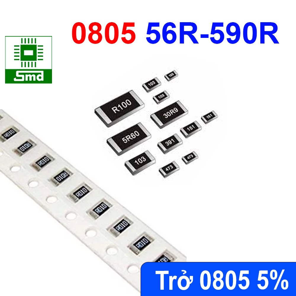 Điện Trở Dán SMD 0805 5% 50 Con/DâyGiá Trị Trong Khoảng 56R - 590R Ohm ...