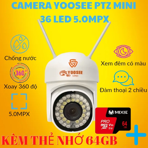 Camera Yoosee PTZ-Camera ngoài trời mẫu siêu mini, 36 led 5.0mpx,xoay ...