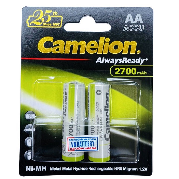 Pin sạc AA Camelion AlwaysReady 2700mAh - Vỉ 2 viên HÀNG CHÍNH HÃNG ...