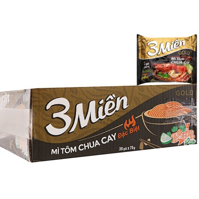 (Thùng 30 Gói)Mì tôm Ba Miền Tôm chua cay, bò hầm 75g | Shopee Việt Nam