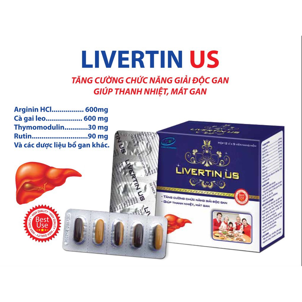 VIÊN UỐNG BỔ GAN LIVERTIN US - ARGININ - CÀ GAI LEO - GIẢI ĐỘC GAN ...