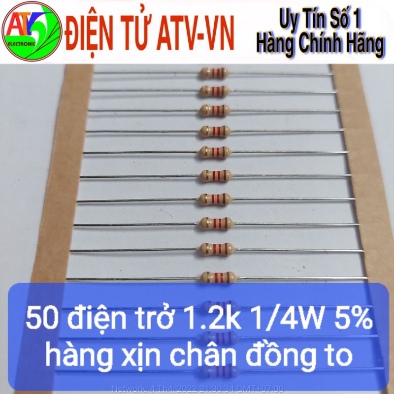 50 điện trở 1K2 1.2K 1/4W 5% hàng xịn chân đồng to | Shopee Việt Nam