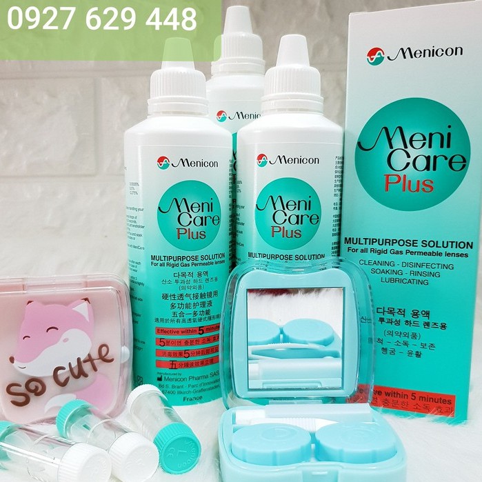 Combo 3 chai ngâm kính áp tròng cứng Menicare Plus, nước rửa lens đeo ...