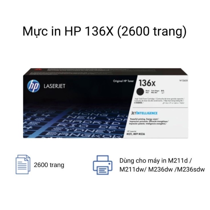 Mực in HP 136X LaserJet Toner Cartridge (W1360X) dùng cho máy in HP ...