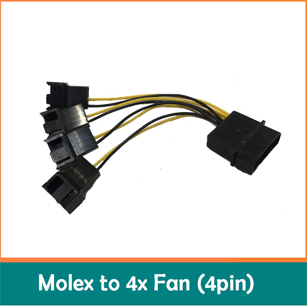 100 cái - Jack chia Fan Molex ra 4 fan máy tính (quạt chuẩn 4pin ...
